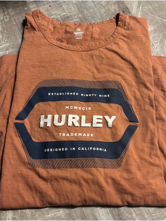 Hurley | Shirts | Hurley Mens Shortsleeve Graphic Tee In Rust With Navy ...